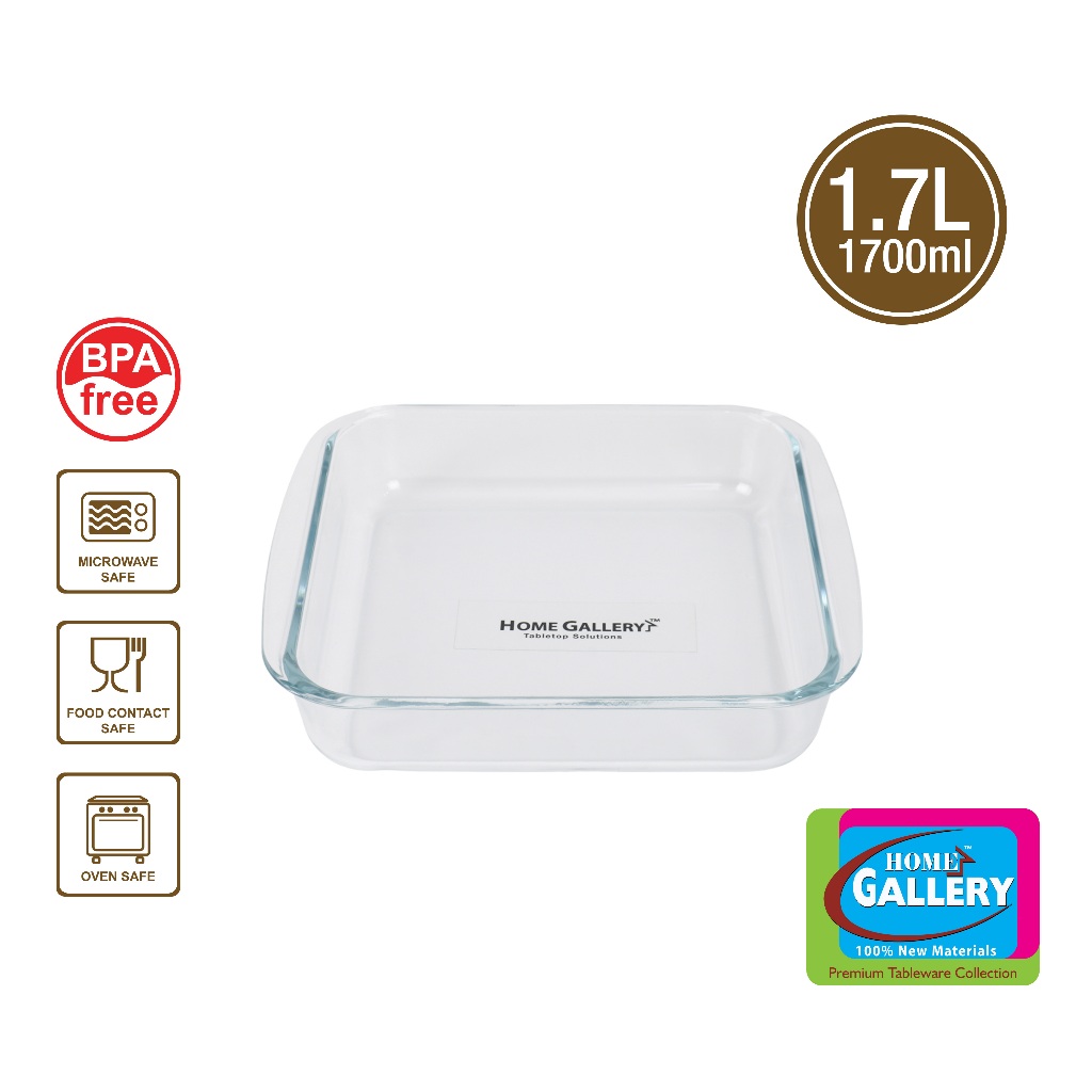 Home Gallery Oven Dish w/ Handle 1.7L | Square Bakeware 450 ̊C ...