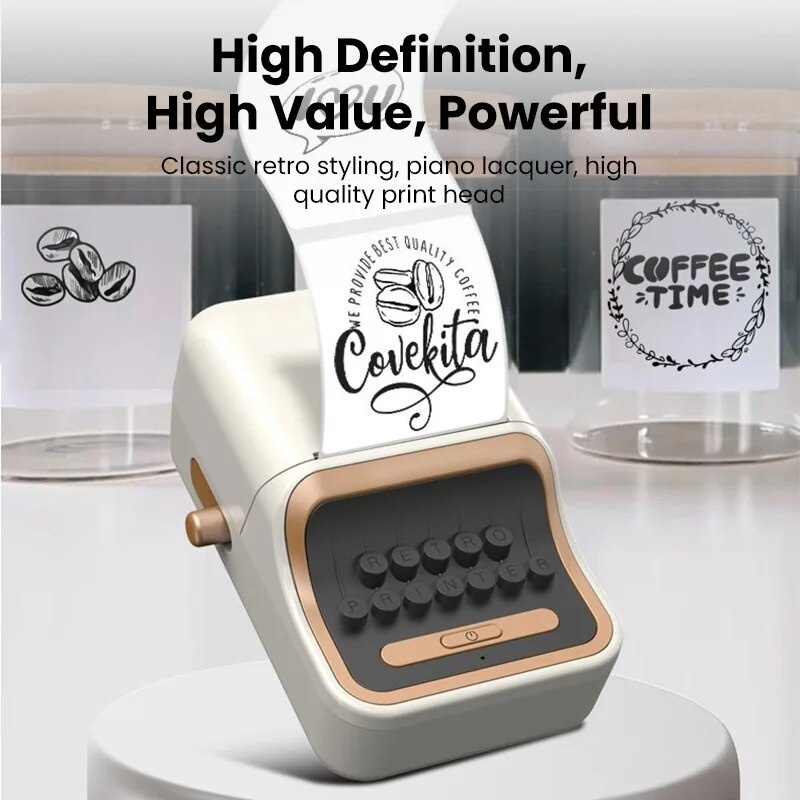 Mini Printer Label Maker Photo Printer Black Portable Bluetooth Tag ...