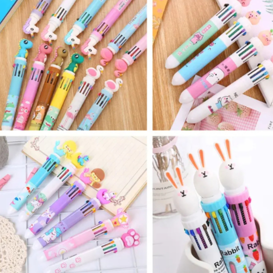 20 pcs. Stylish Cute 10 Color Cartoon Ballpoint Pen Students Multi ...