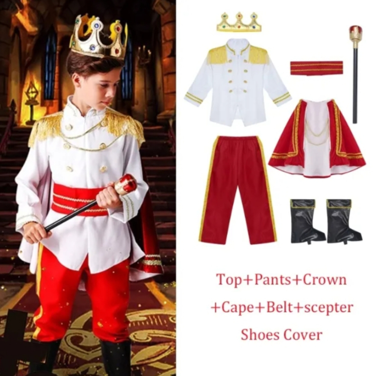 Halloween Prince Costume Male Role Play Prince King Cloak Crown ...