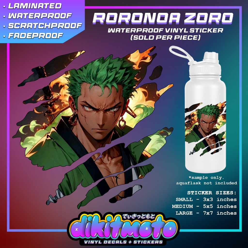 [dikitmoto] Roronoa Zoro 3 Scratch Sticker Waterproof Vinyl Sticker ...