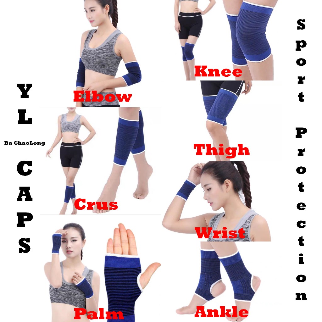YL Caps 2pcs Wrist Thigh Ankle Palm Elbow Crus Knee Support Workout ...