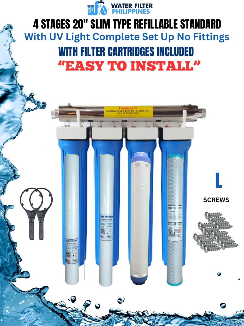 4 Stages Water Filter Refillable Deepwell Standard Heavy Duty Complete ...