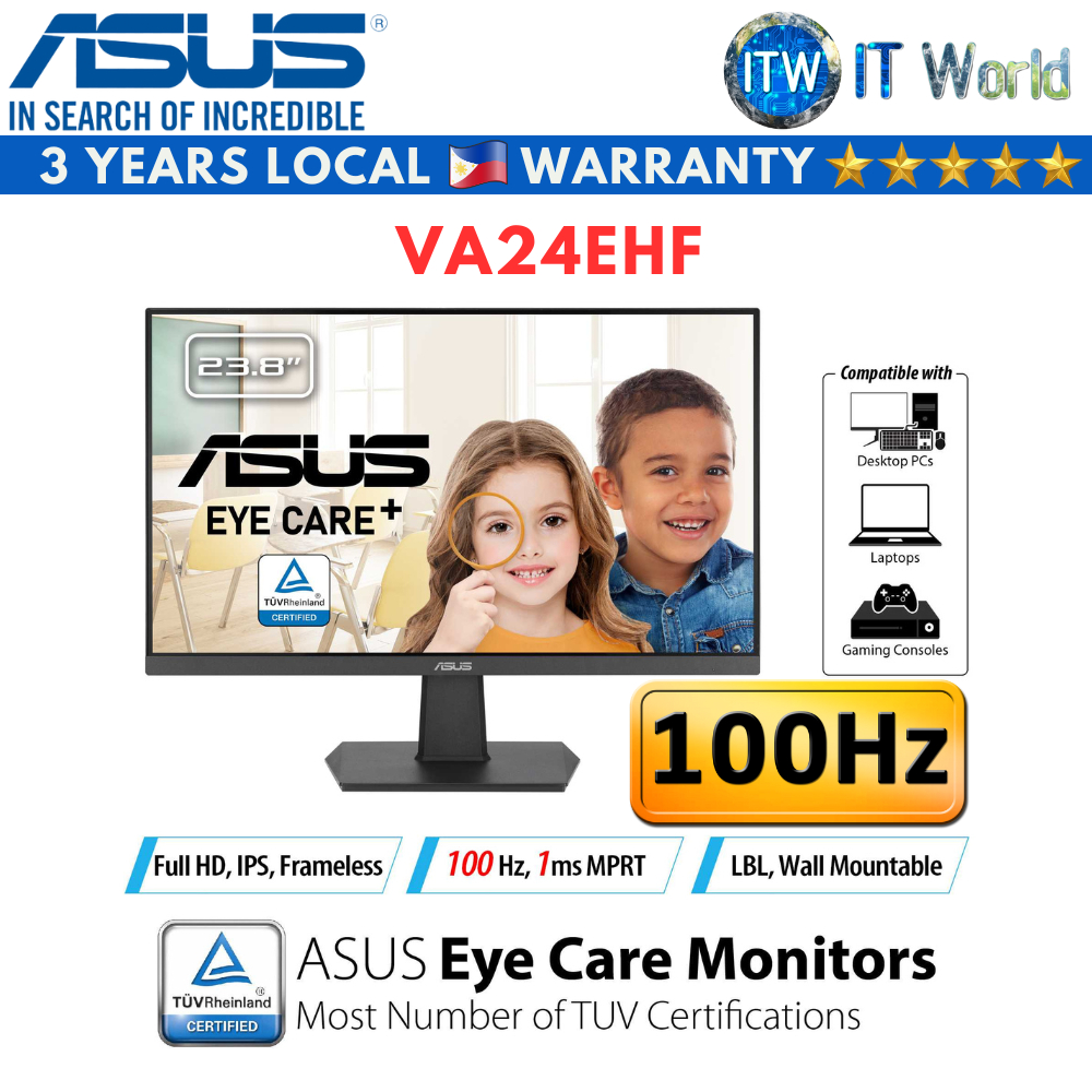 Asus VA24EHF - 24" (1920 x 1080 FHD) / 100Hz / IPS / 1ms MPRT / Flicker ...