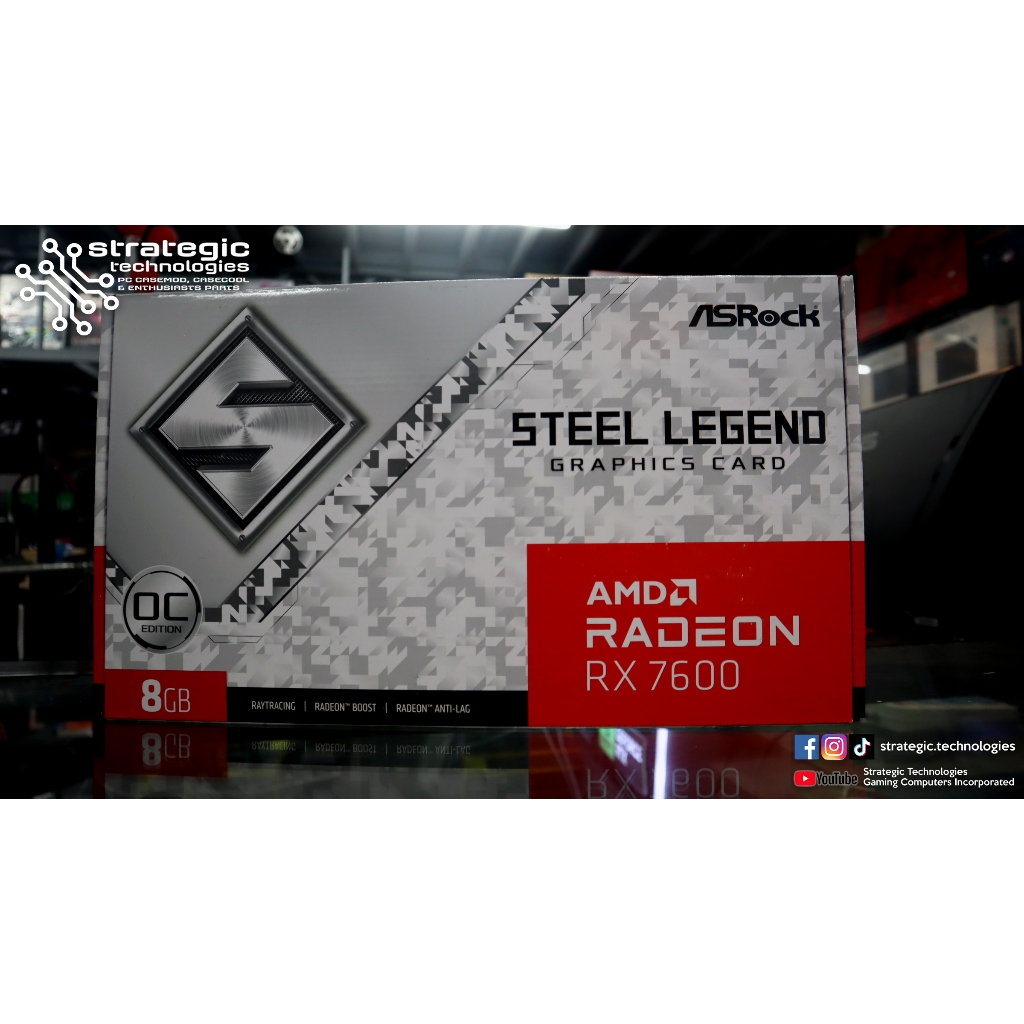 Asrock Steel Legend AMD Radeon RX 7600 8GB OC GDDR6 Video Card (Triple ...