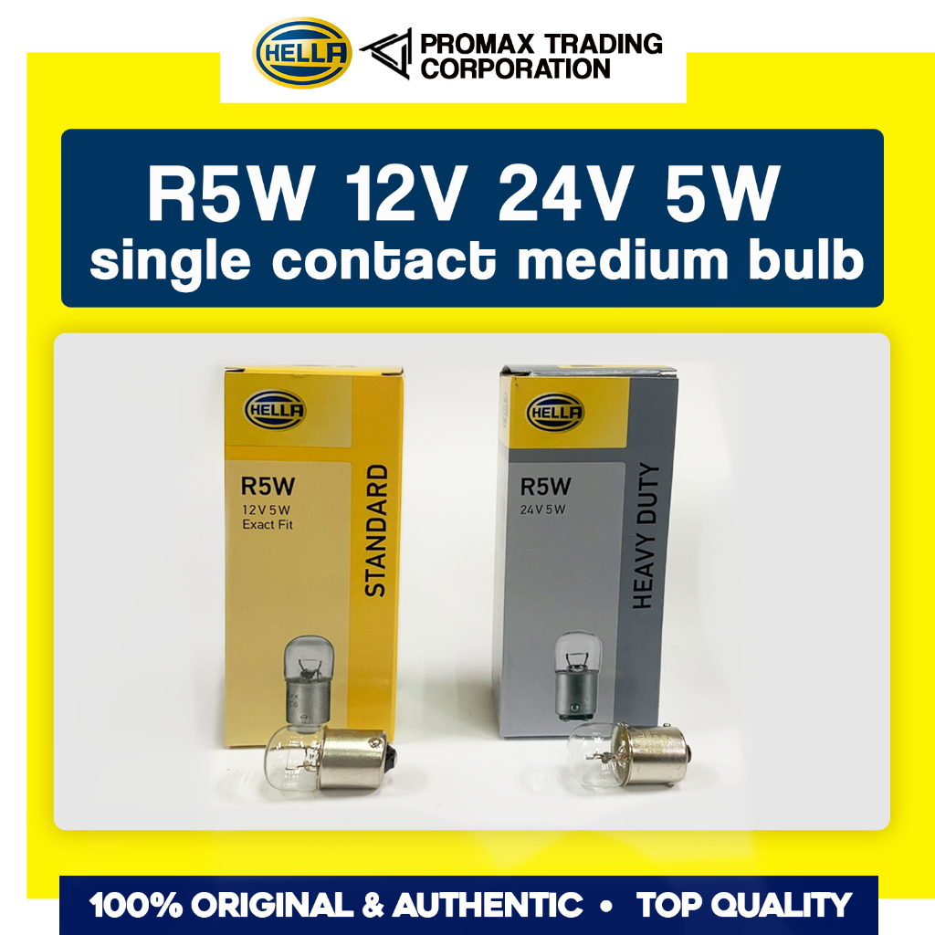 Hella R5W 12V 24V 5W single contact medium signal tail light bulb ...