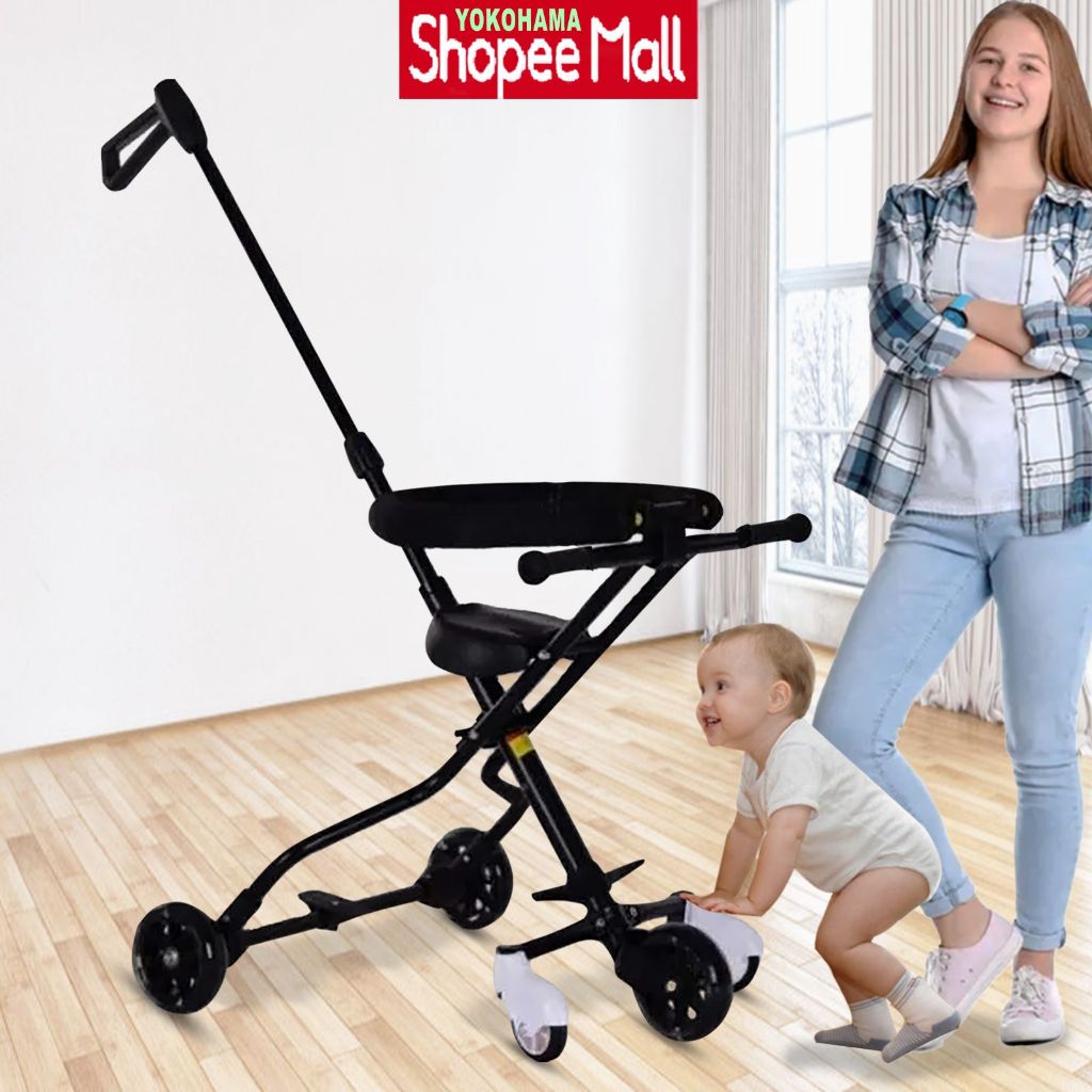 Yokohama Baby Kids Bike Stroller Foldable 4-Wheels with Basket LW-002 ...