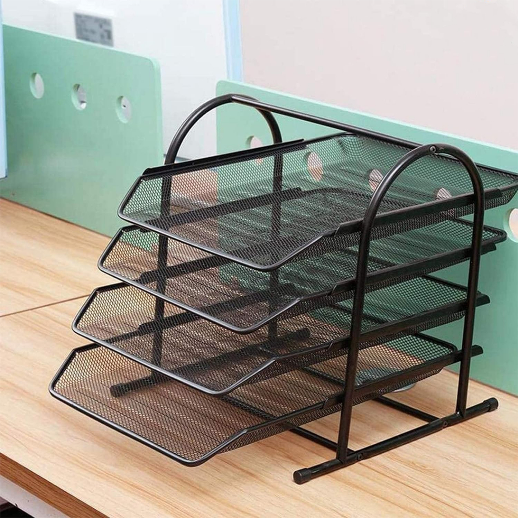 Desk Organizer - 4 layer Office Storage Mesh Paper Tray For Documents ...