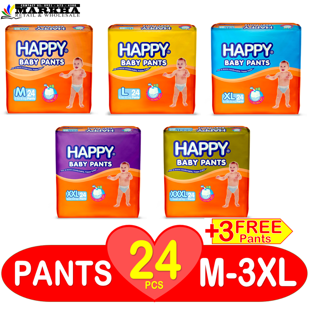 HAPPY BABY PANTS DIAPER x24+3pcs ( MEDIUM - XXXL) | Shopee Malaysia
