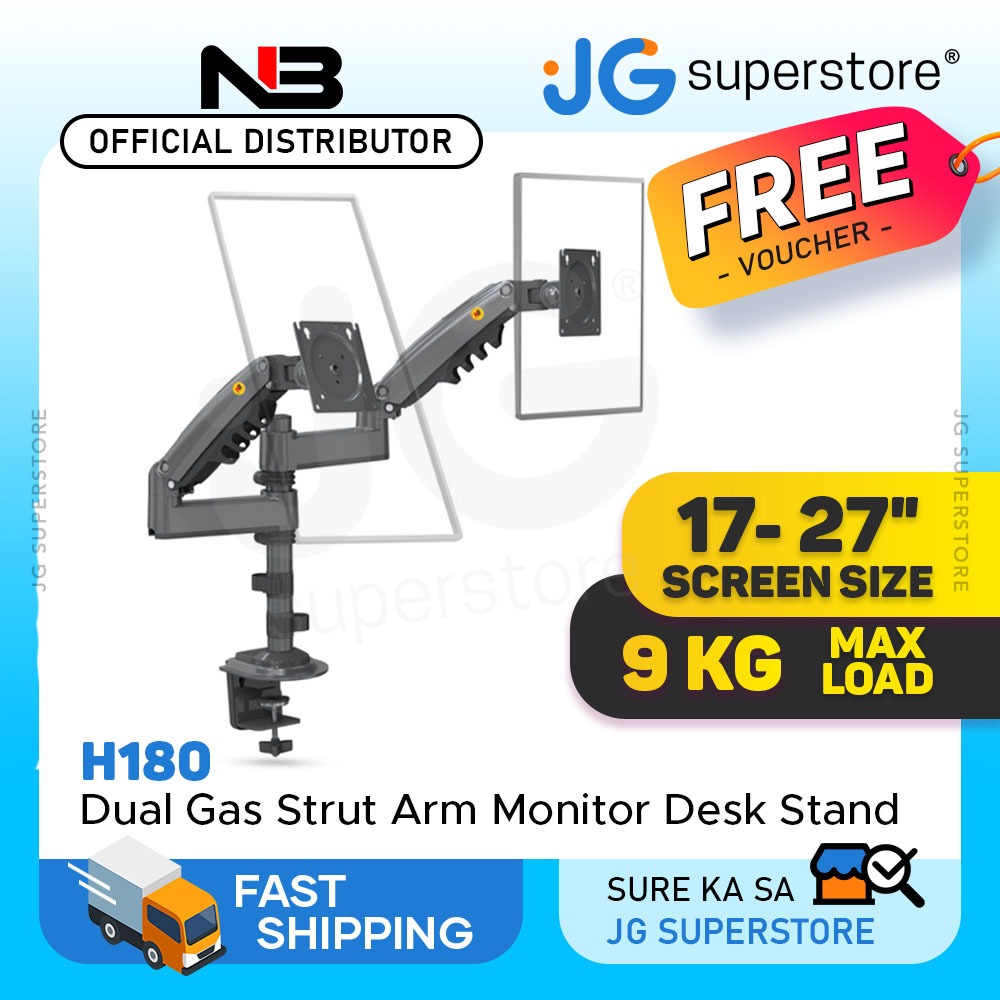 North Bayou NB H180 Dual Gas-Strut Flexi Mount Desktop Monitor Arm (17 ...