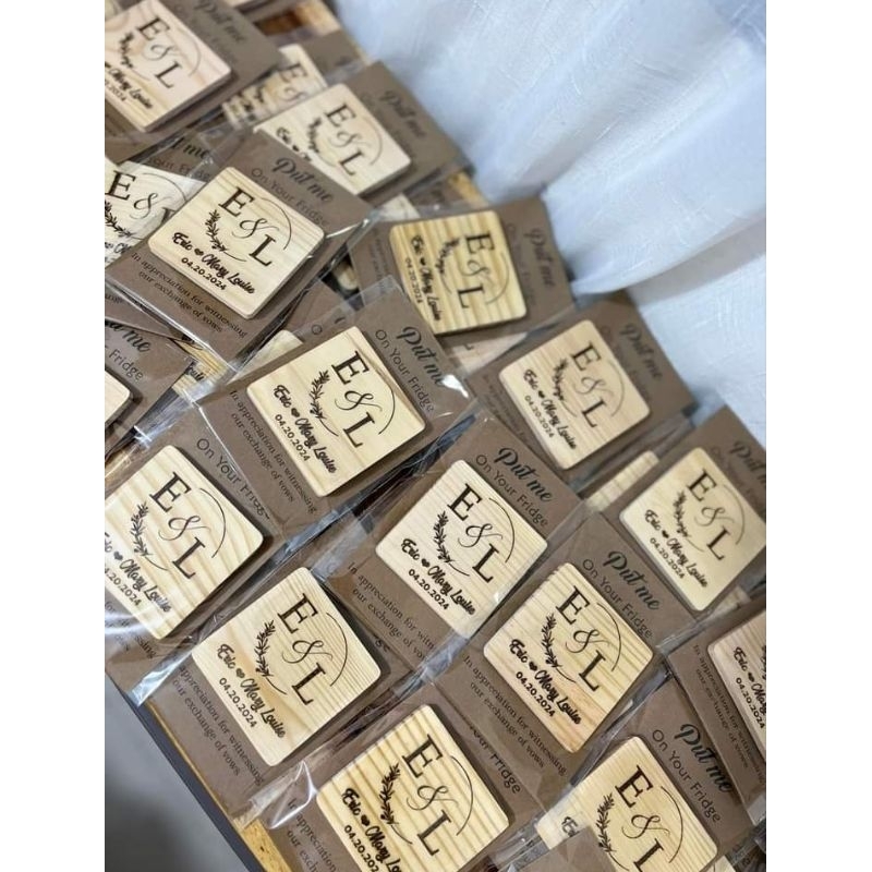 free engraved wooden ref magnet-wedding-debut-birthday-souvenir items ...