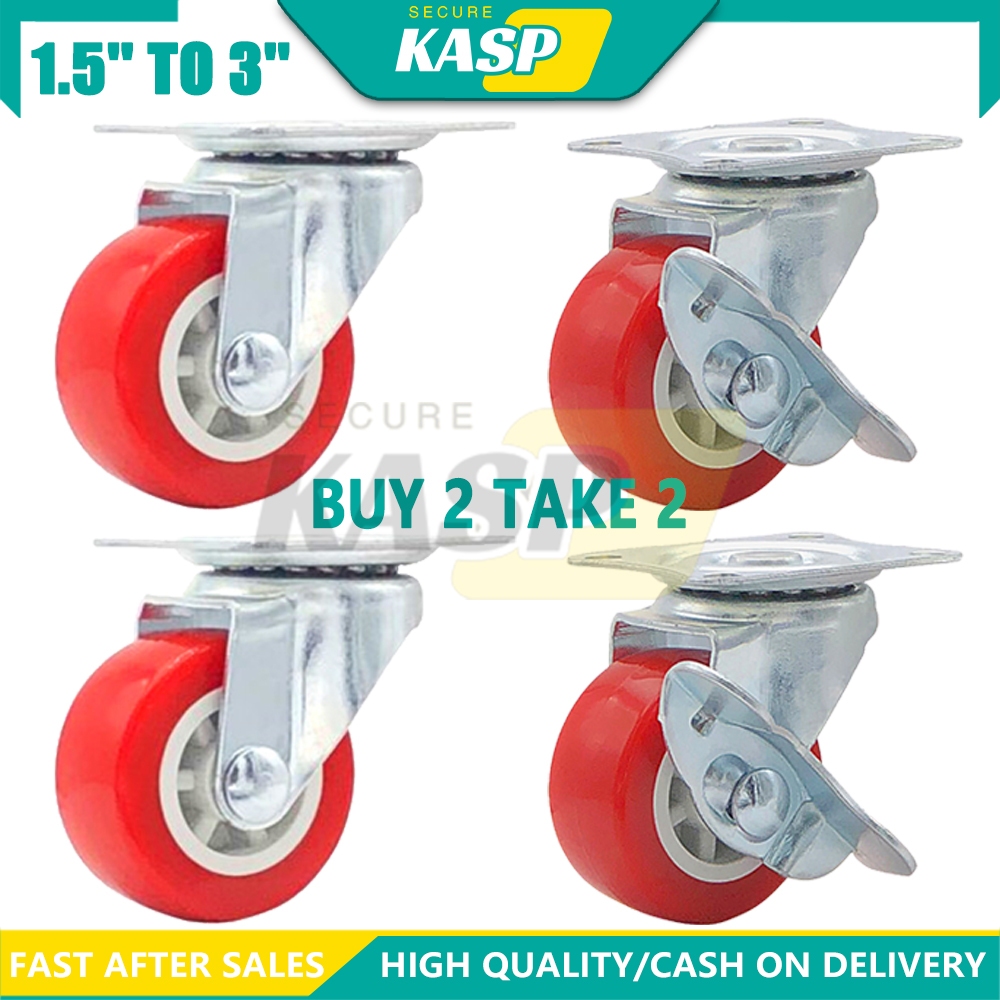 Universal Red Pvc Rail Fixed Caster Wheels Furniture Wheel(With Locks ...