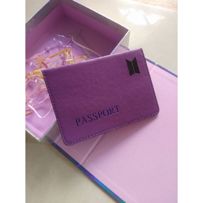 Purple Passport Cover with Bts laser engrave logo | Shopee Malaysia