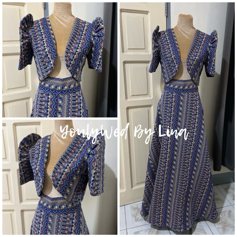 Modern Filipiniana Ethic Top and Skirt (Terno) | Shopee Malaysia