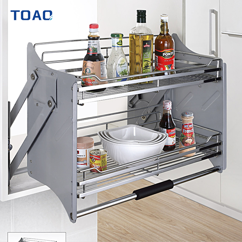 304 Pullout Basket Kitchen Stainless Pull Down Wire Basket Organizer ...
