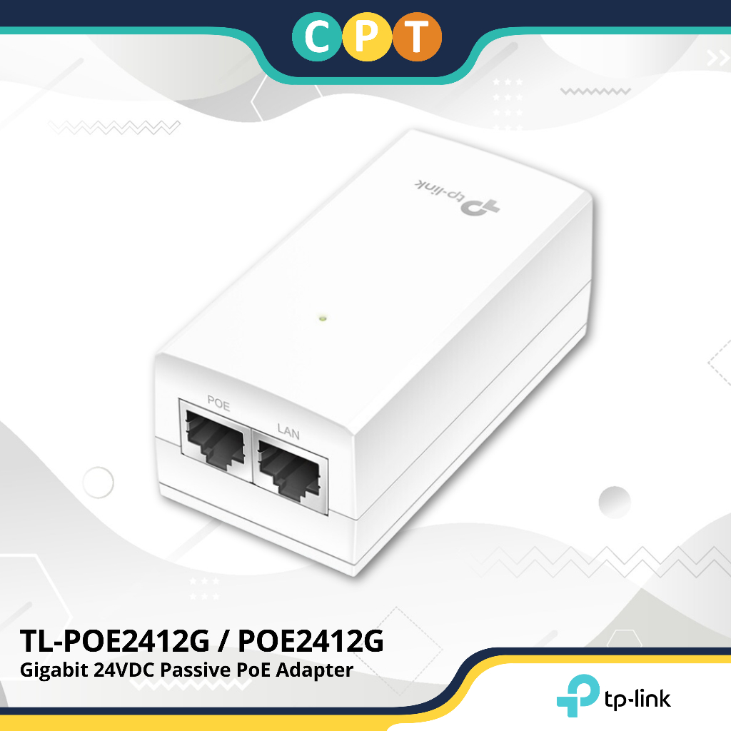 TP-Link TL-POE2412G / POE2412G Gigabit 24VDC Passive PoE Adapter ...