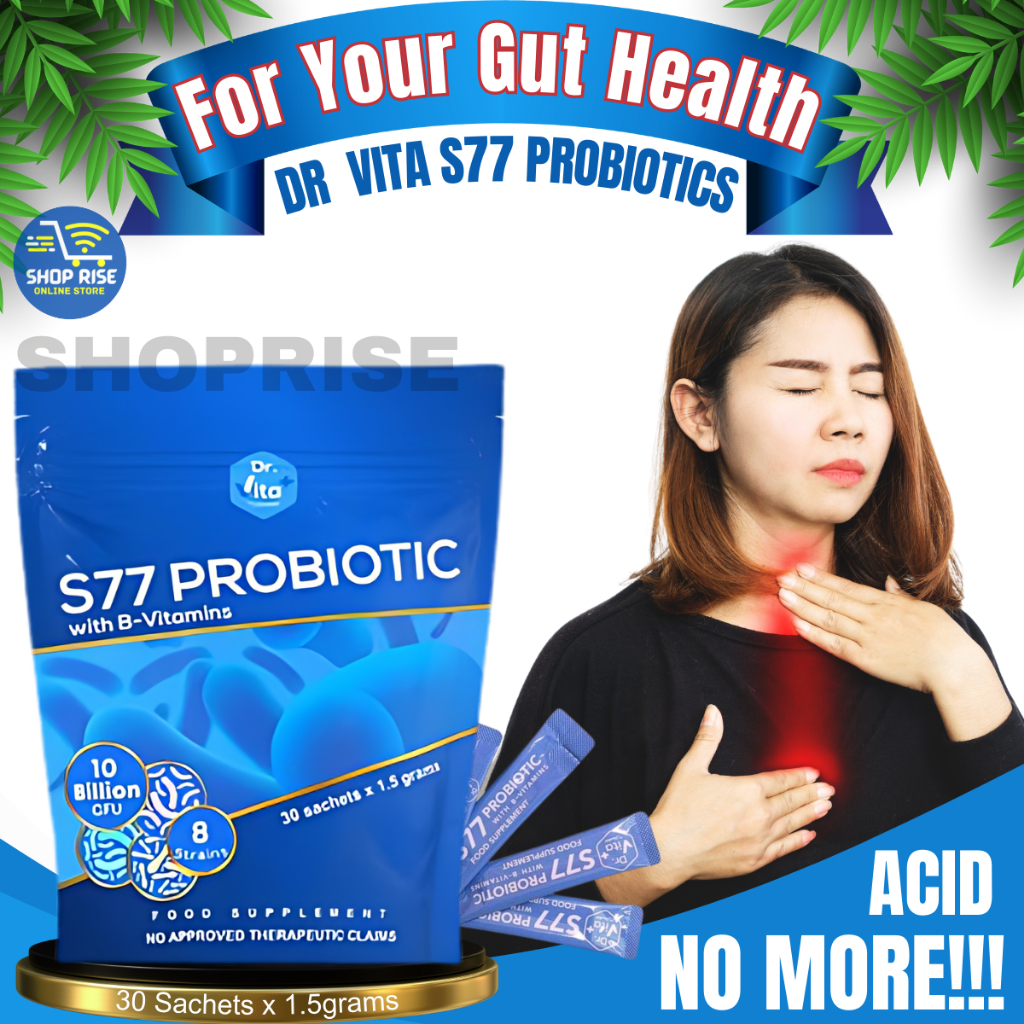 Dr Vita S77 Probiotics w/ B-Vitamins Gut Health Solution Acid Reflux ...
