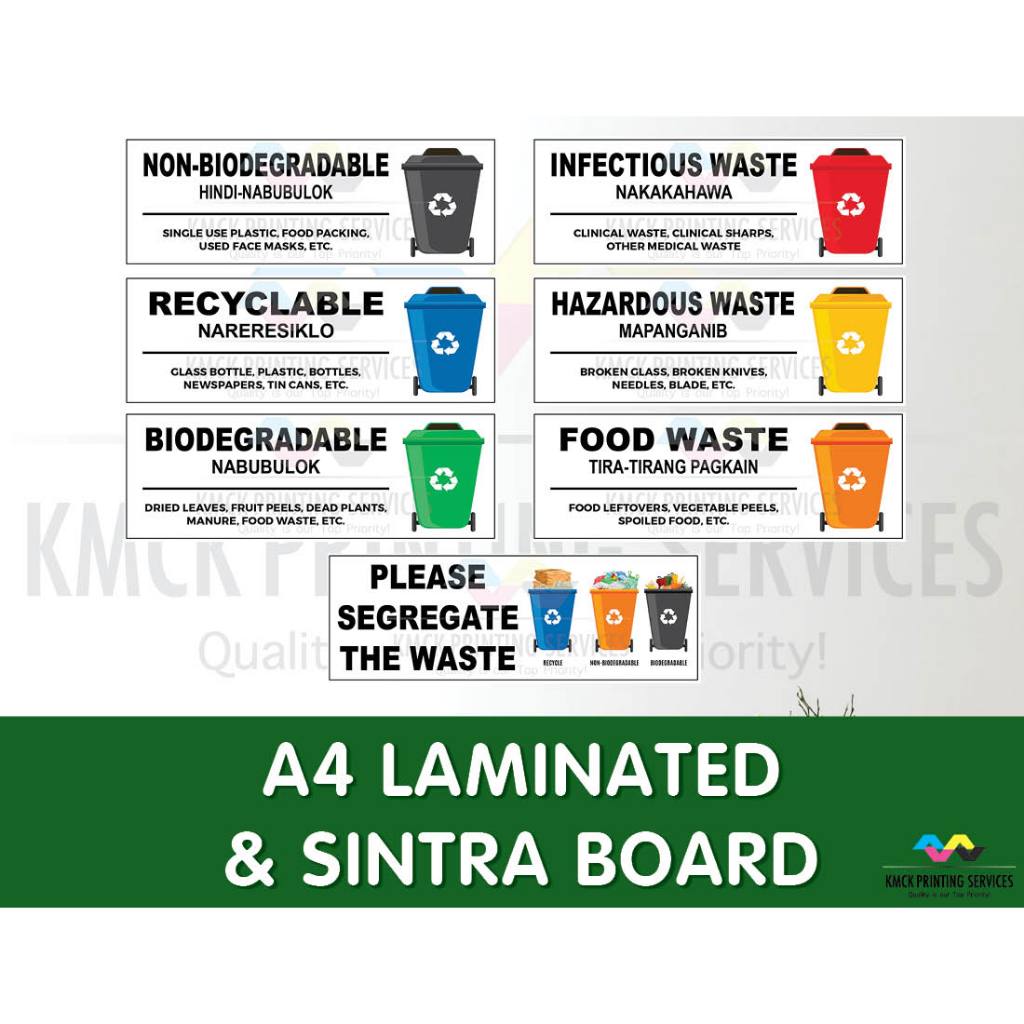 Garbage Bin Signs/Labels, Waste Disposal Segregation Sign/Labels ...