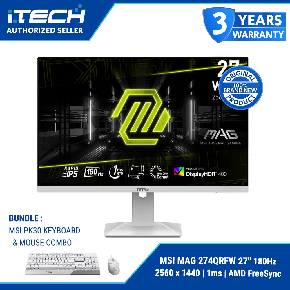 MSI MAG 274QRFW 27" WQHD | 180Hz | 1ms | AMD FreeSync Gaming Monitor ...