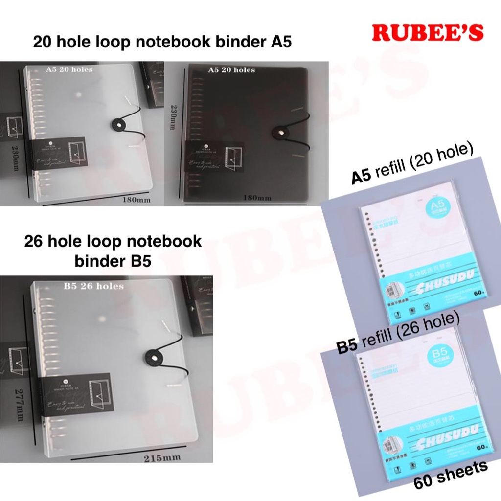 Notebook binder & Refill A5/B5 (20/26 hole loop) | Shopee Malaysia