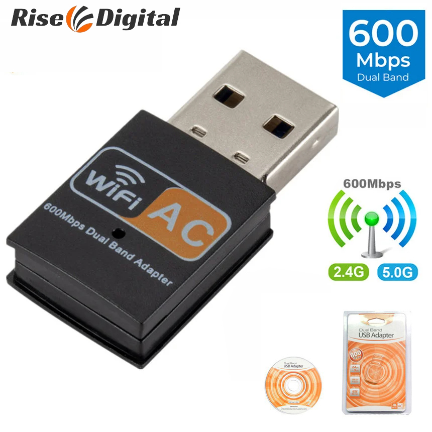 600Mbps USB Wifi Dongle Wireless Adapter Dual Band 2.4GHz 5GHz Driver ...