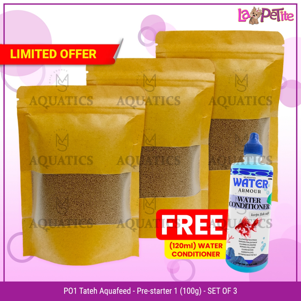 LKJ-SET OF 3 100g Repack (PO1) Tateh Aquafeed PRE-STARTER 1 Vannamin Vannamei Feeds FREE 120mL ...