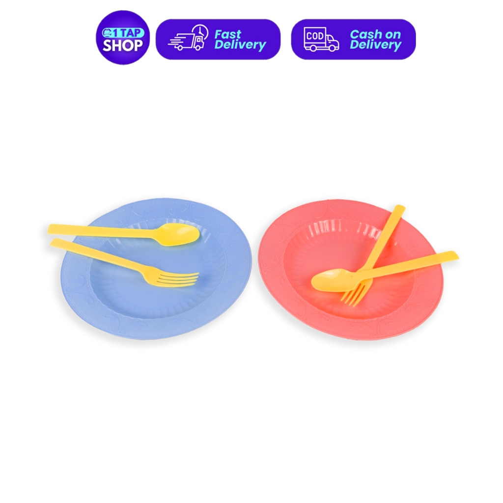 1Tap Plastic Utensils Plate Spoon & Fork Set Reusable Tinidor, Kutsara ...
