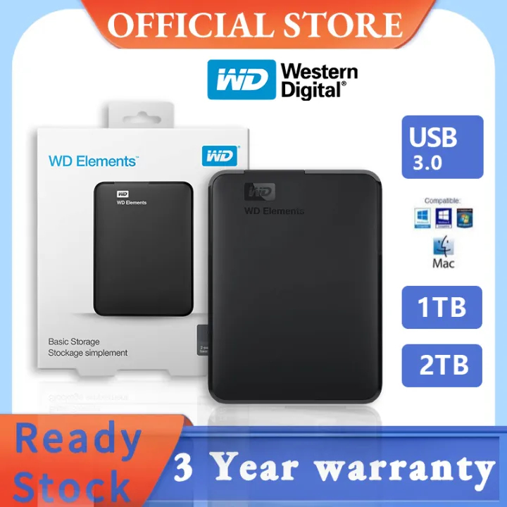 WD Elements Portable 1TB/2TB External Hard Disk USB 3.0 External HDD ...