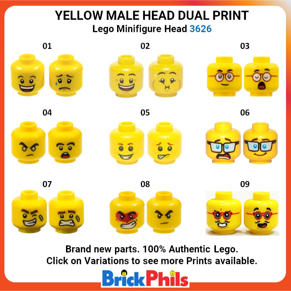 Lego Minifigure Head 3626 Dual Sided Yellow Male Head | Shopee Malaysia