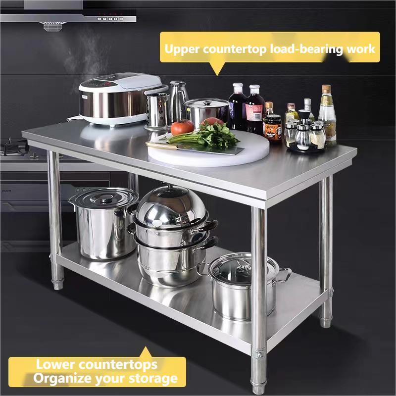 2-layer stainless steel table worktop stainless steel cutting table ...