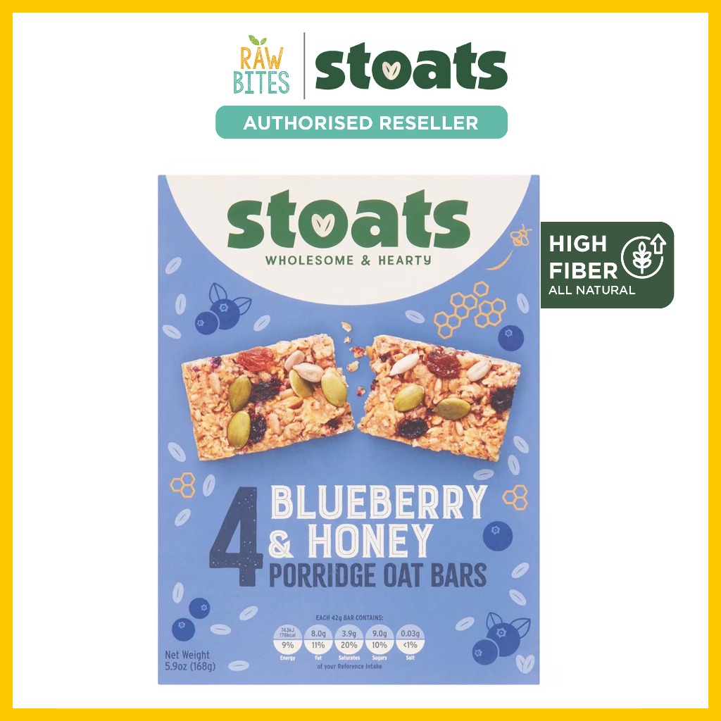 Stoats Blueberry & Honey Oat Cereal Bars [4 bars x 42g] (All Natural ...