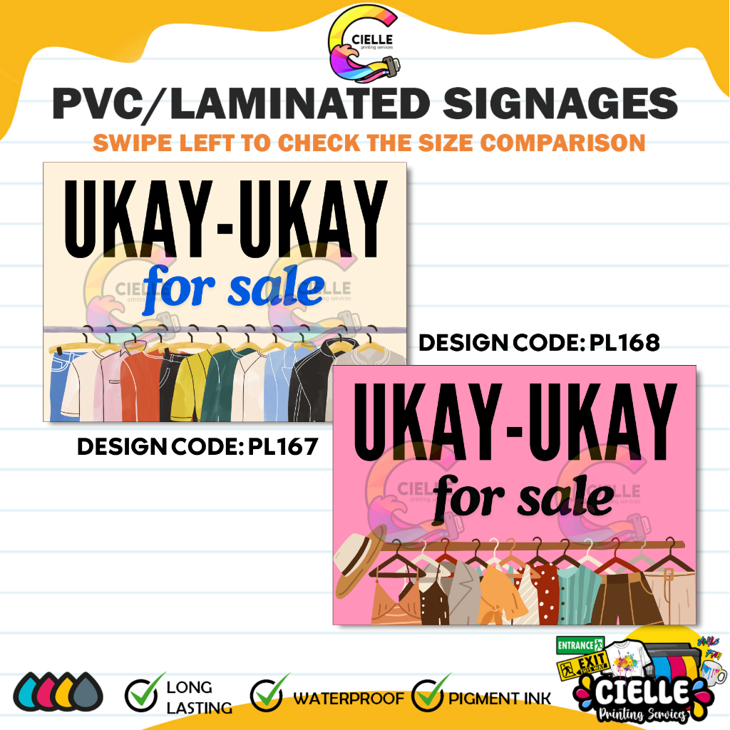 PVC/LAMINATED/STICKER SIGNAGES (PL167&PL168) - UKAY-UKAY For Signage for Shop | Shopee Malaysia