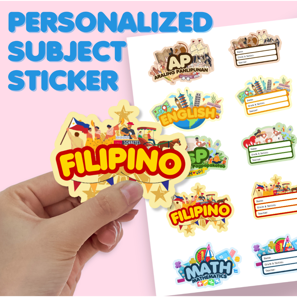 Personalized Cut-out Subject & Name Sticker Label Back to School ...