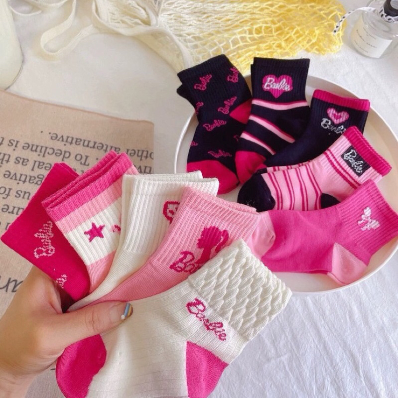 5 Pairs Barbie socks Cute Set Melody Cinnamoroll Kuromi medyas Children ...