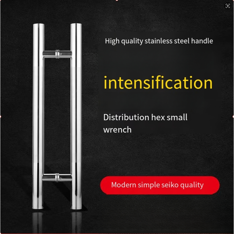 Glass door handle round tube stainless steel door handle light deluxe ...