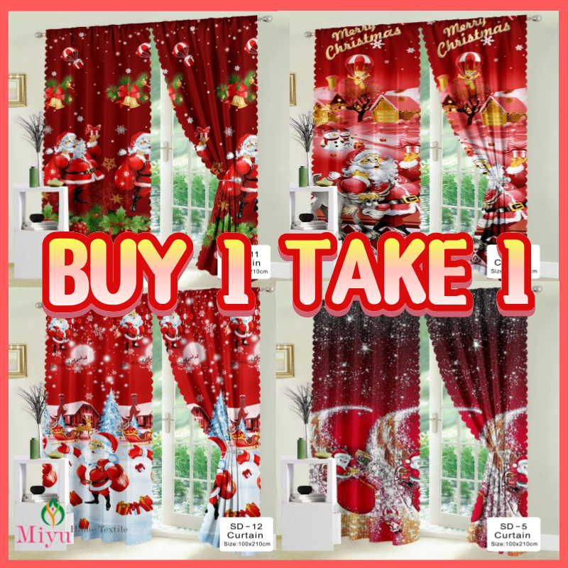 Miyu Christmas Curtain For Window 100cmx210cm Kurtina Door Lace Curtain ...