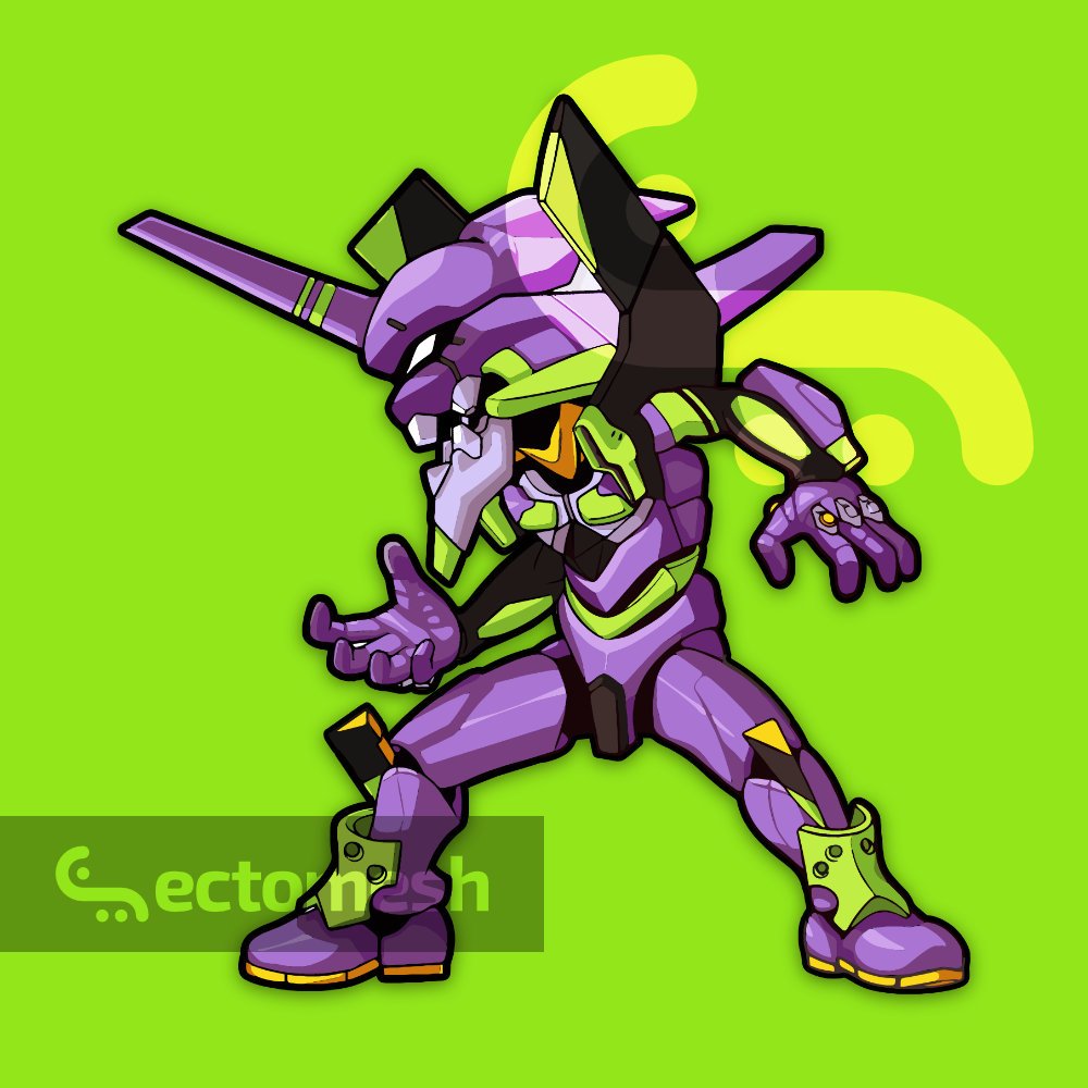Evangelion EVA-01 Chibi A - Vinyl Waterproof Car Sticker by EctoMesh ...