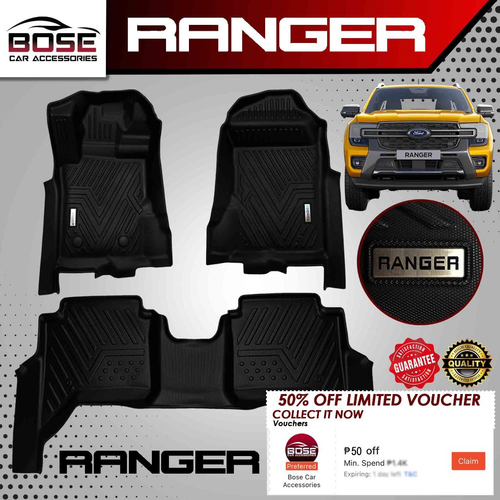 TPE/5D/5D Diamond Deep Dish matting for Ford Ranger T6 T7 T8 Wildtrak ...