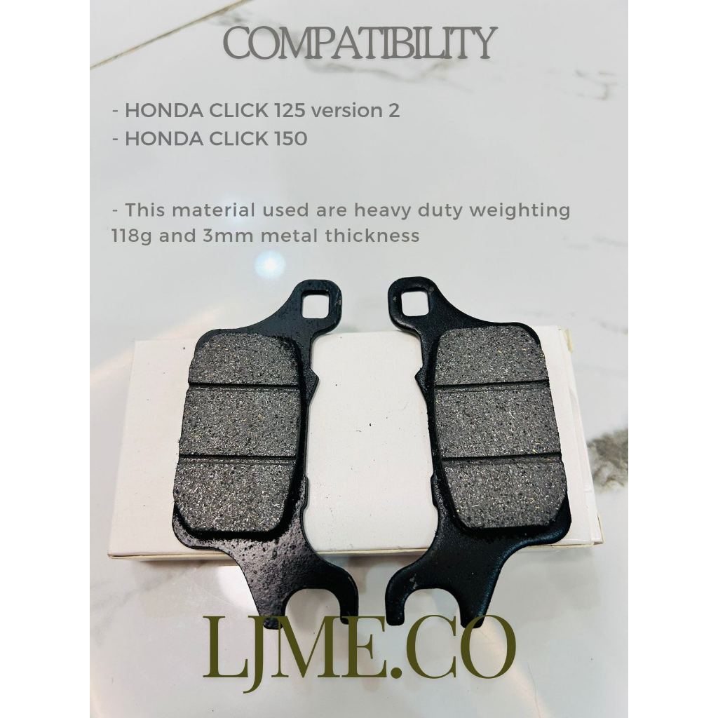 HONDA CLICK BRAKE PAD SET FOR HONDA CLICK 150, HONDA CLICK 125 v2 3mm ...
