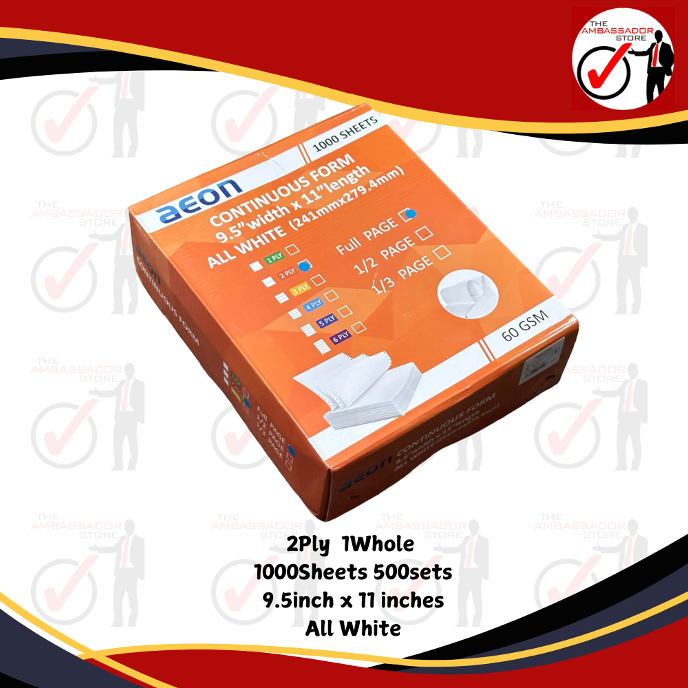 AEON 2Ply Carbonless Continuous Form 60gsm 1Whole 1000Sheets 9.5 X ...