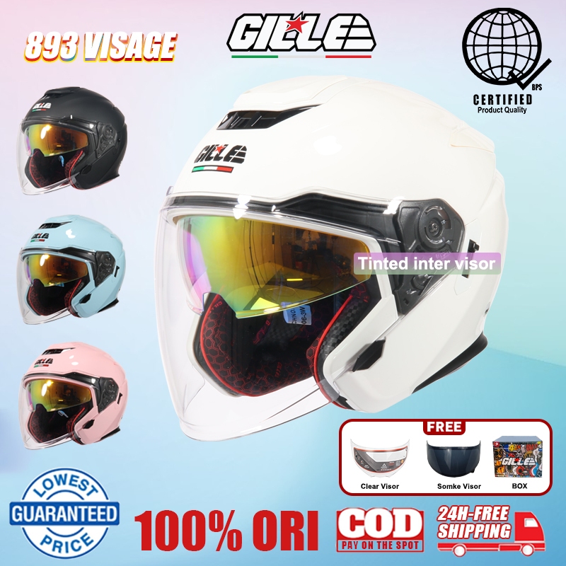 GILLE 893 VISAGE Helmet Half Face Dual Visor Helmet For Motorcycle Revo ...