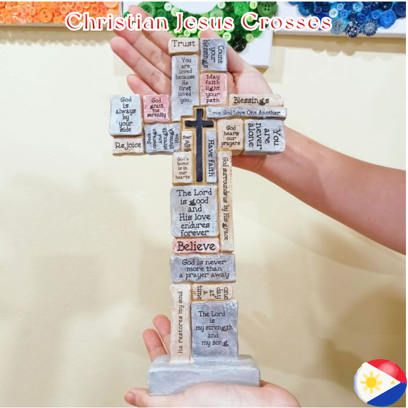 Jesus cross crucifix christ stand home decor figurine holy Scriptures ...