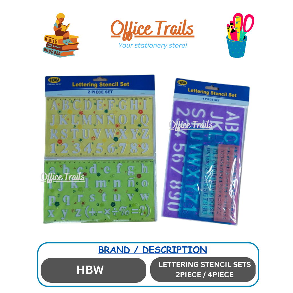 HBW Letter Guides Set Stencil Alphabet Stencils Number Craft Ruler ...