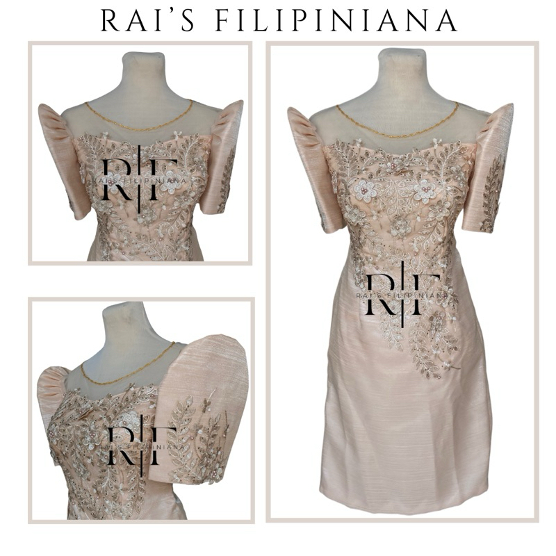 Modern Filipiniana Two-Tone Pinya Mestiza Dress | Shopee Malaysia
