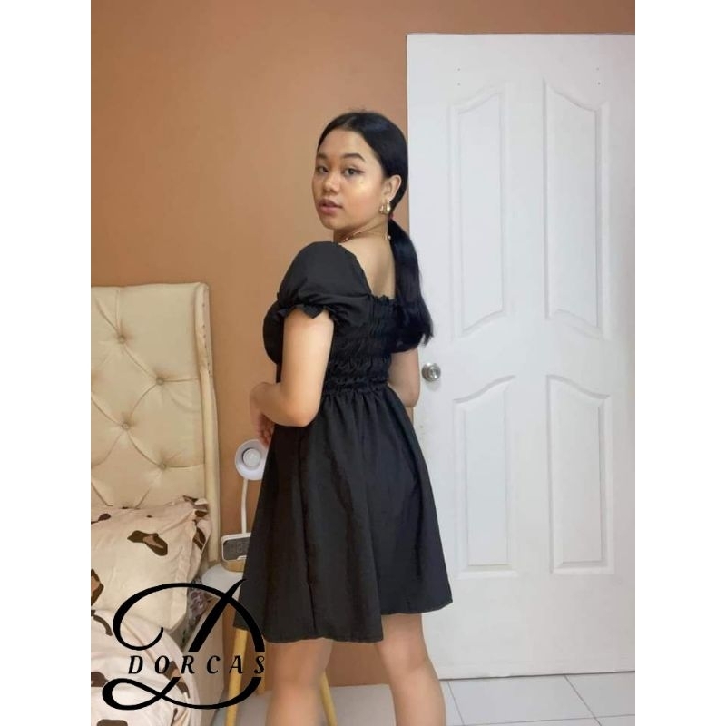 Faith Mini Dress Regular Ruffled Bustier Faux Button Smocked Back Puff ...