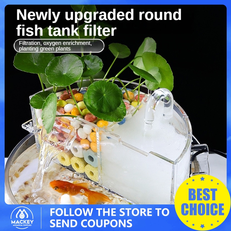 Round Fish Tank Filter Top Non-waterfall Water Purification Cycle ...