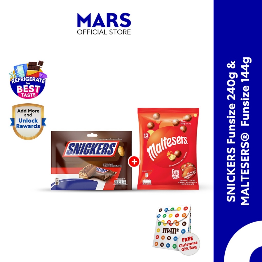 SNICKERS Classic Chocolate Bar Funsize 240g & MALTESERS Chocolate Balls ...
