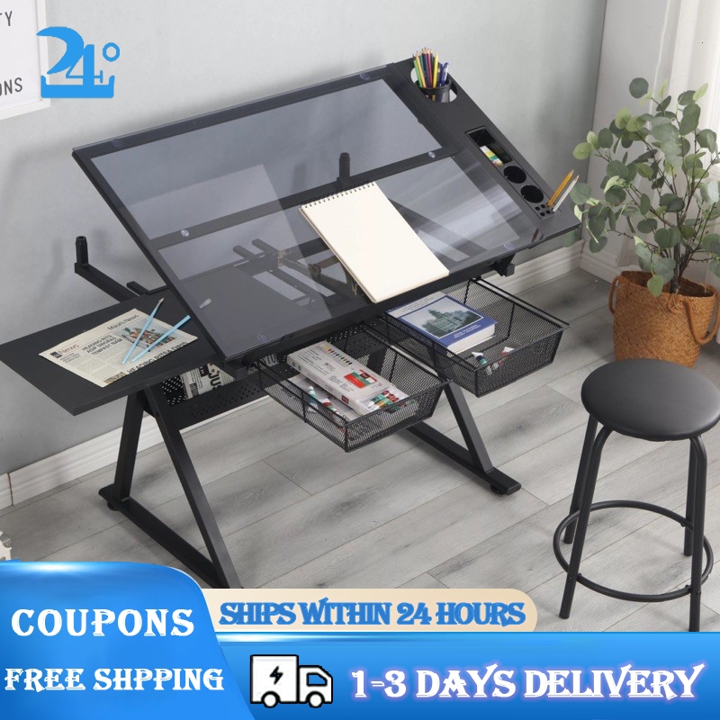 Drawing glass table Foldable painting table Multifunction Essential for ...