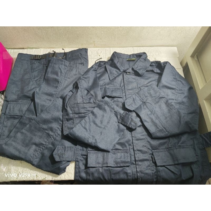 Security guard tropical uniform set (navy blue) | Shopee Malaysia