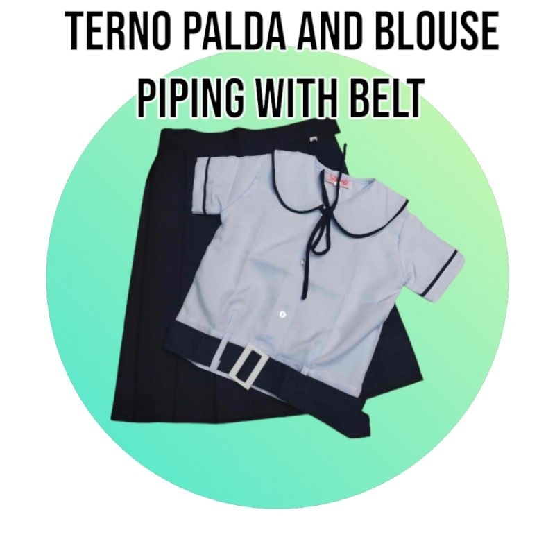 Terno Palda and Blouse Piping with Belt School Uniform | Shopee Malaysia